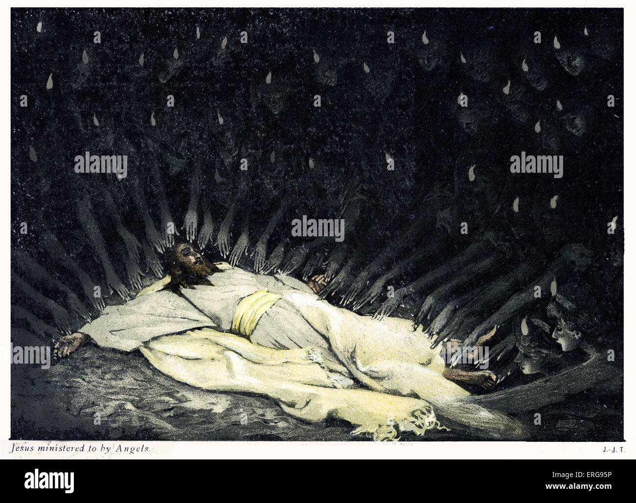 Jesus Ministered to by Angels, Saint Matthew - Chapter 4. Illustrated ...