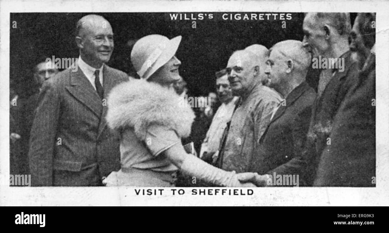 Queen Elisabeth (then Duchess of York), visiting the city of Sheffield ...