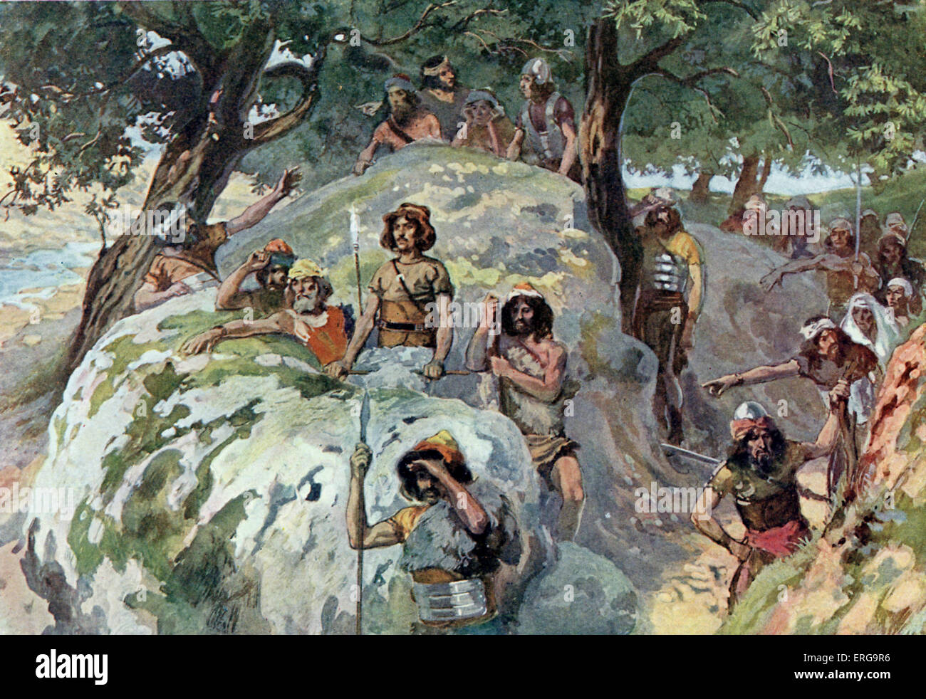 David in the wilderness of Ziph by J James Tissot. Illustration to book ...