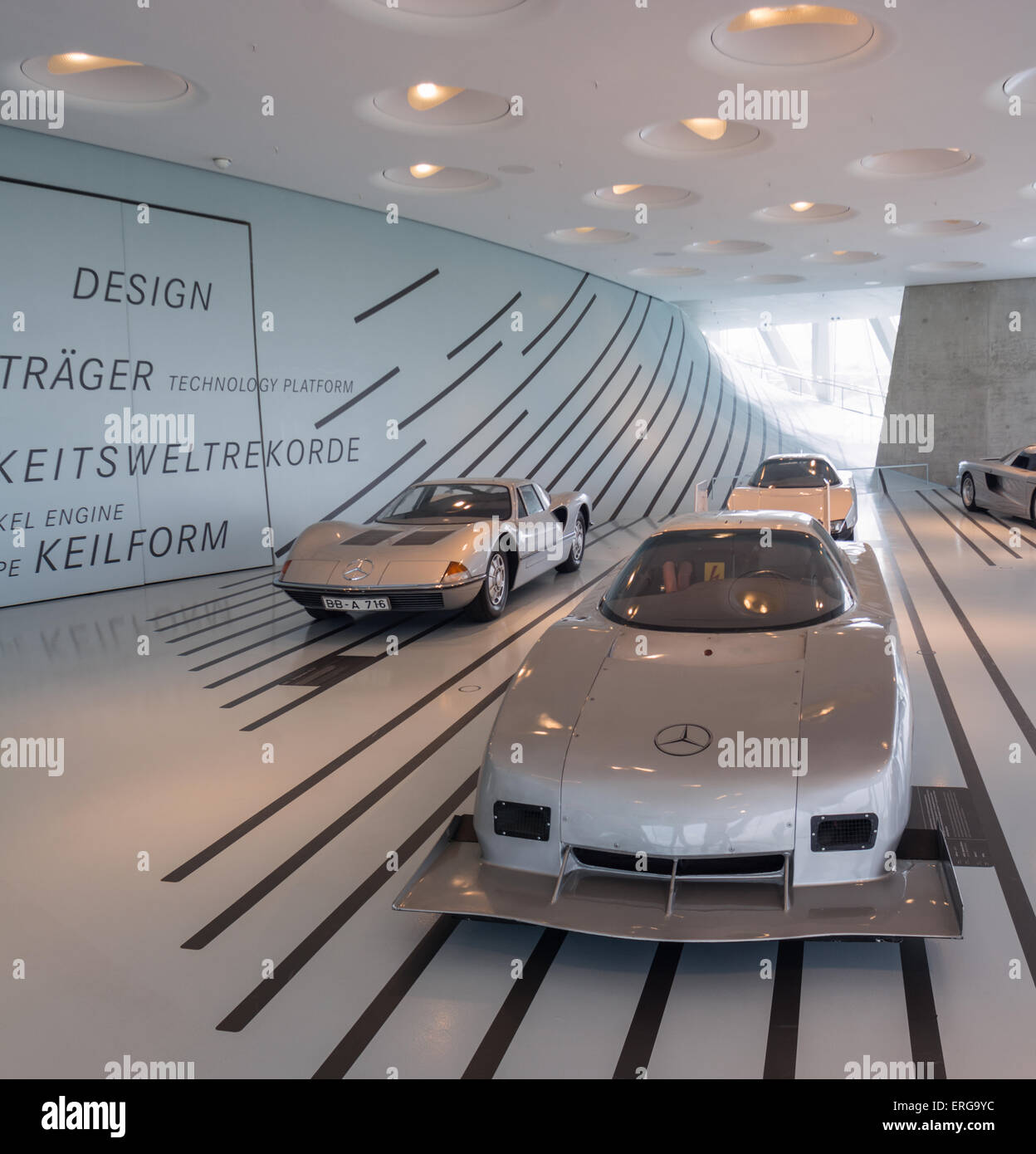 Exhibition of the C-111 experimental cars at the Mercedes Museum ...