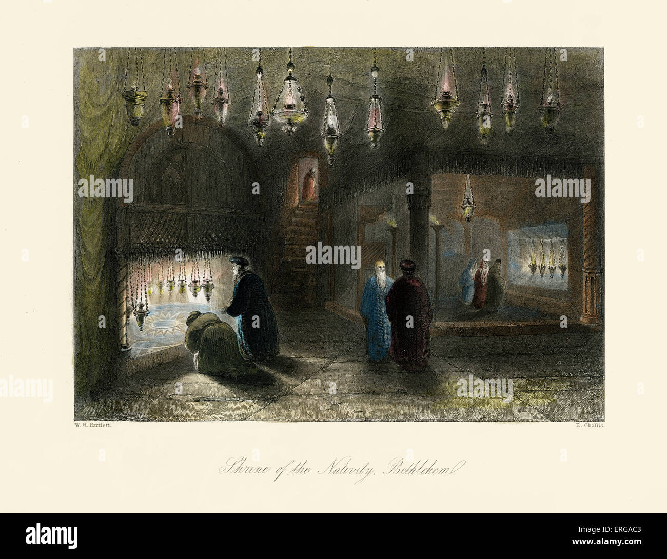 The Holy Land - Shrine of the Nativity, Bethlehem. c.1840 hand coloured ...