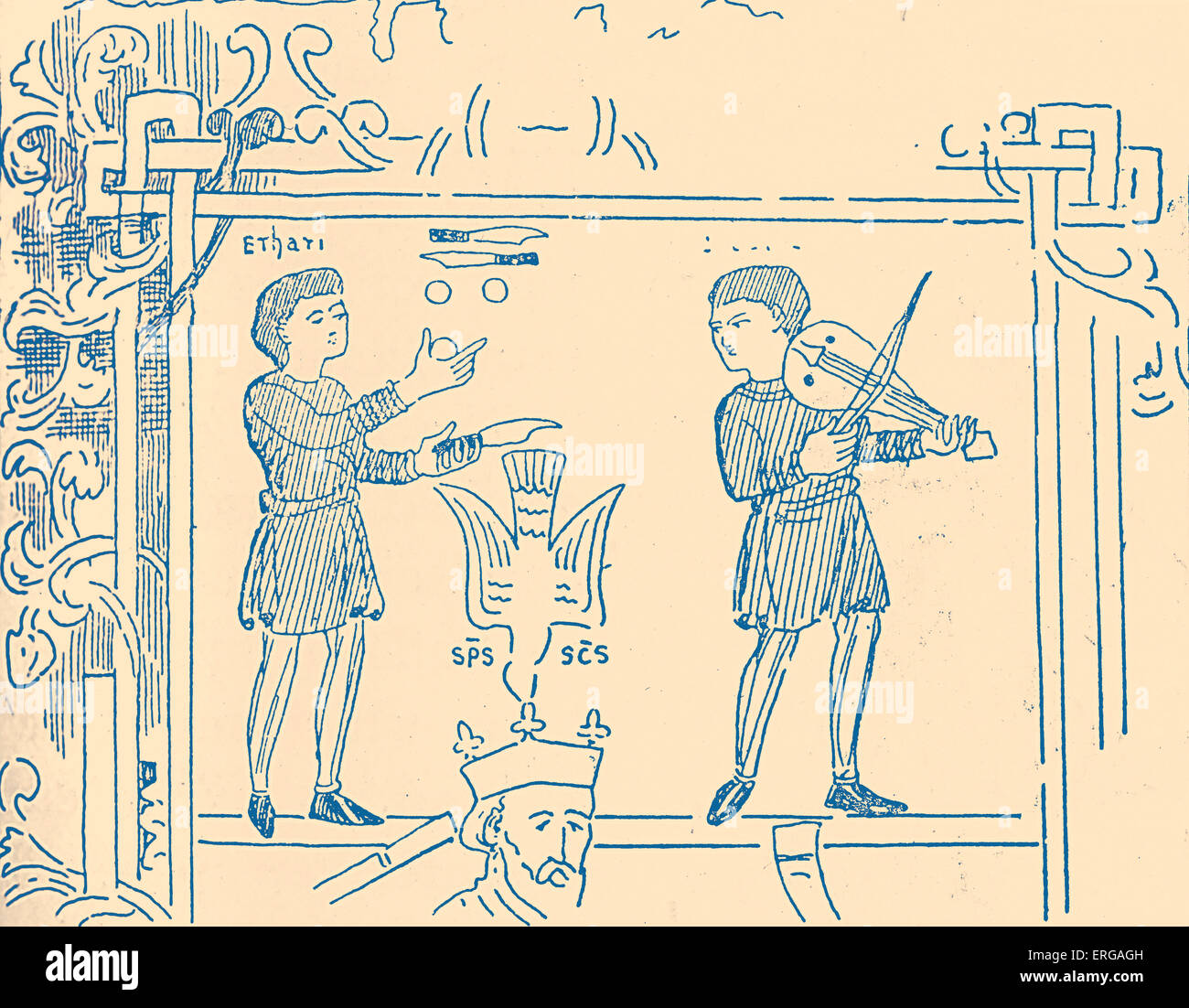 ' Juggling Gleemen' - Medieval entertainers/ minstrels in England Stock ...