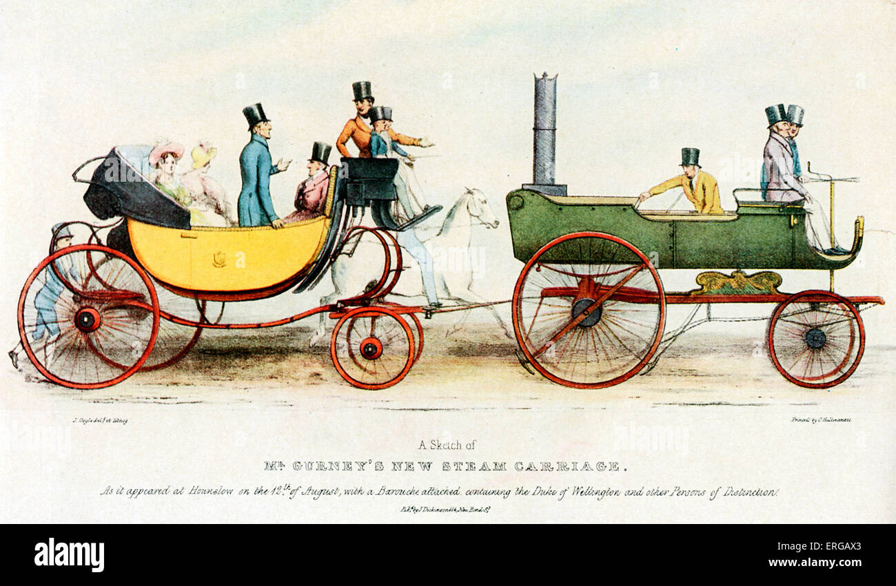 Gurney's New Steam Carriage - carriage pulled by a steam engine car ...