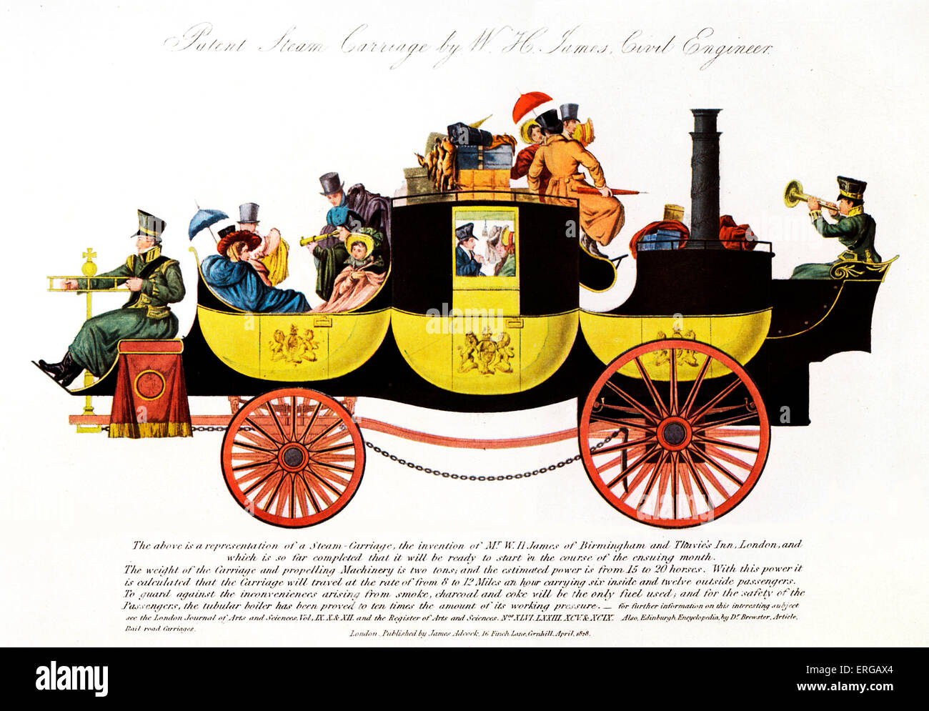 Steam stagecoach from 1828, by William Henry James (1796–1873 ...