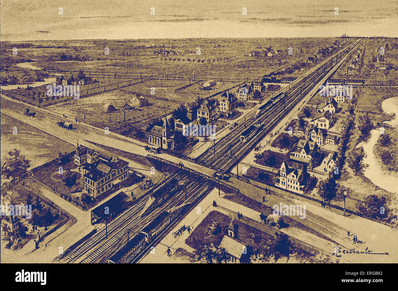 Electric railway from Saint-Louis to Chicago, USA. The maximum speed of ...