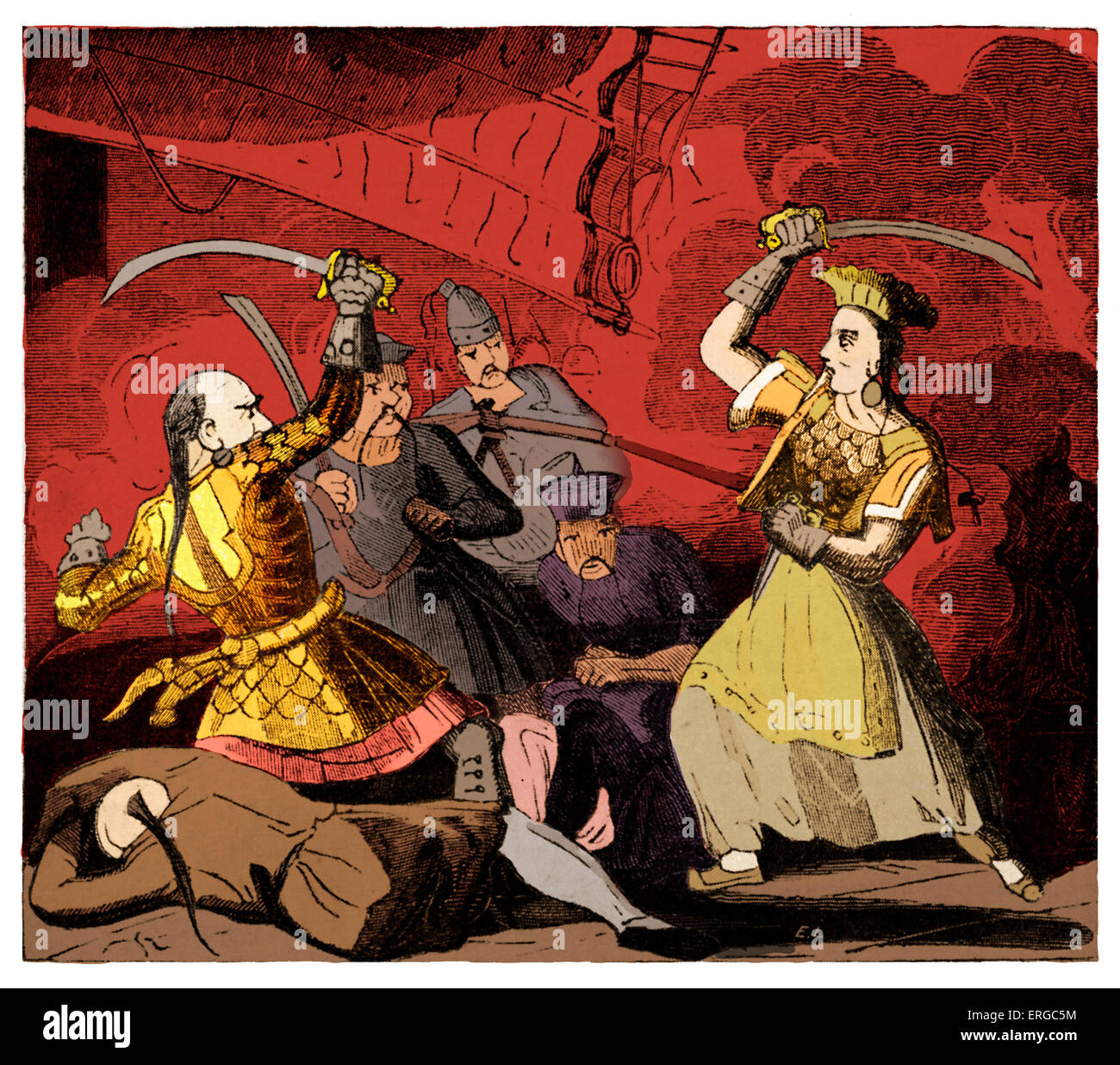 Mrs Ching wielding a sword c.1810. Widow of pirate Admiral Ching who ...