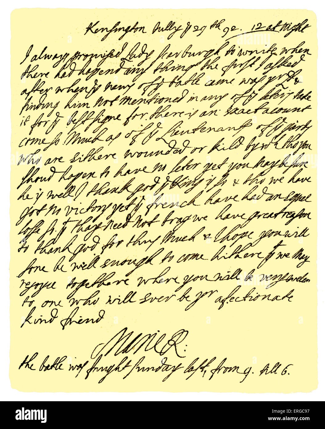Autograph: Letter from t Queen Mary II to one of the ladies of her ...