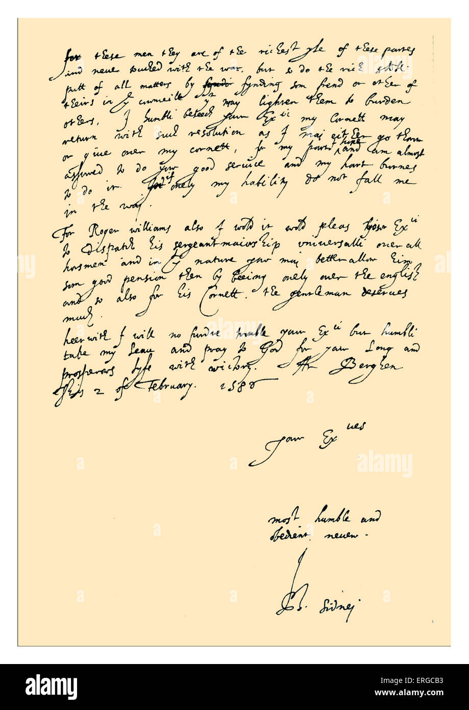 Autograph: Letter from Sir Philip Sidney to Robert Dudley, Earl of ...