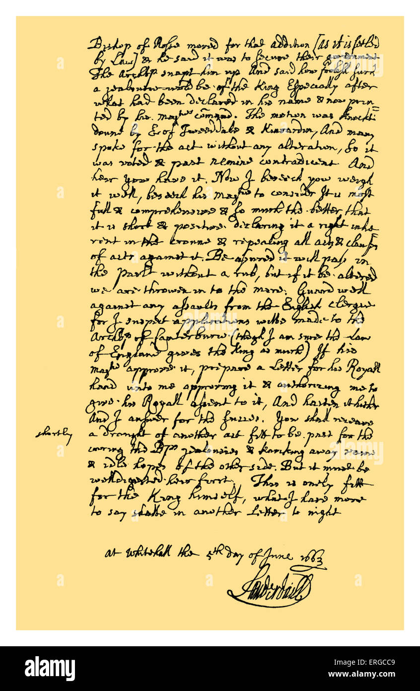 Autograph: 1669 letter, written by John Maitland when Earl of ...