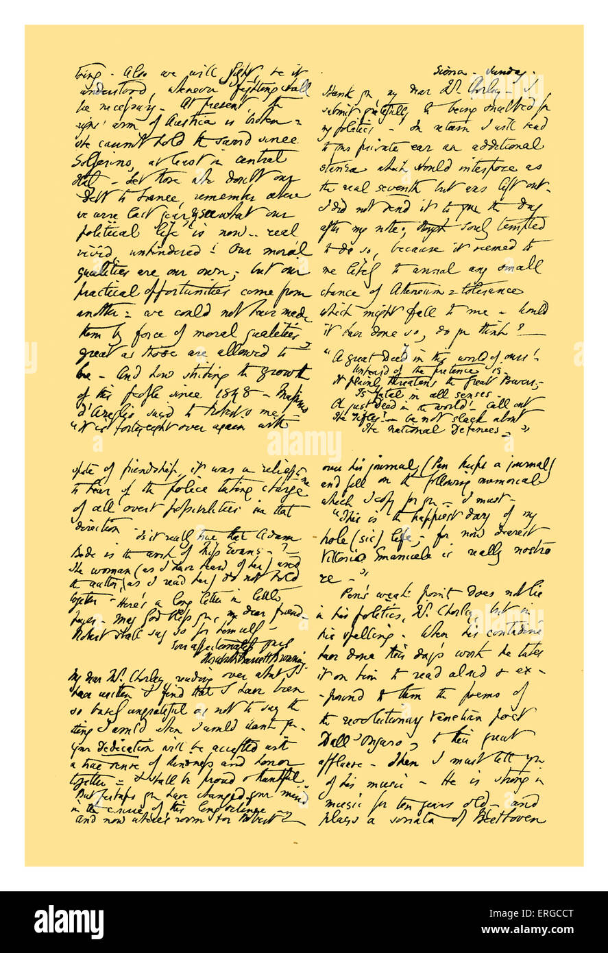 Autograph: Letter from Elizabeth Barrett Browning to the critic Henry F ...
