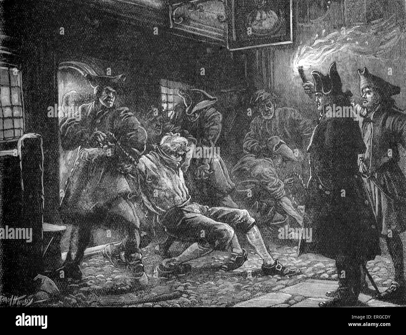 Press-gang at work, 18th century England. Legal method used by the ...