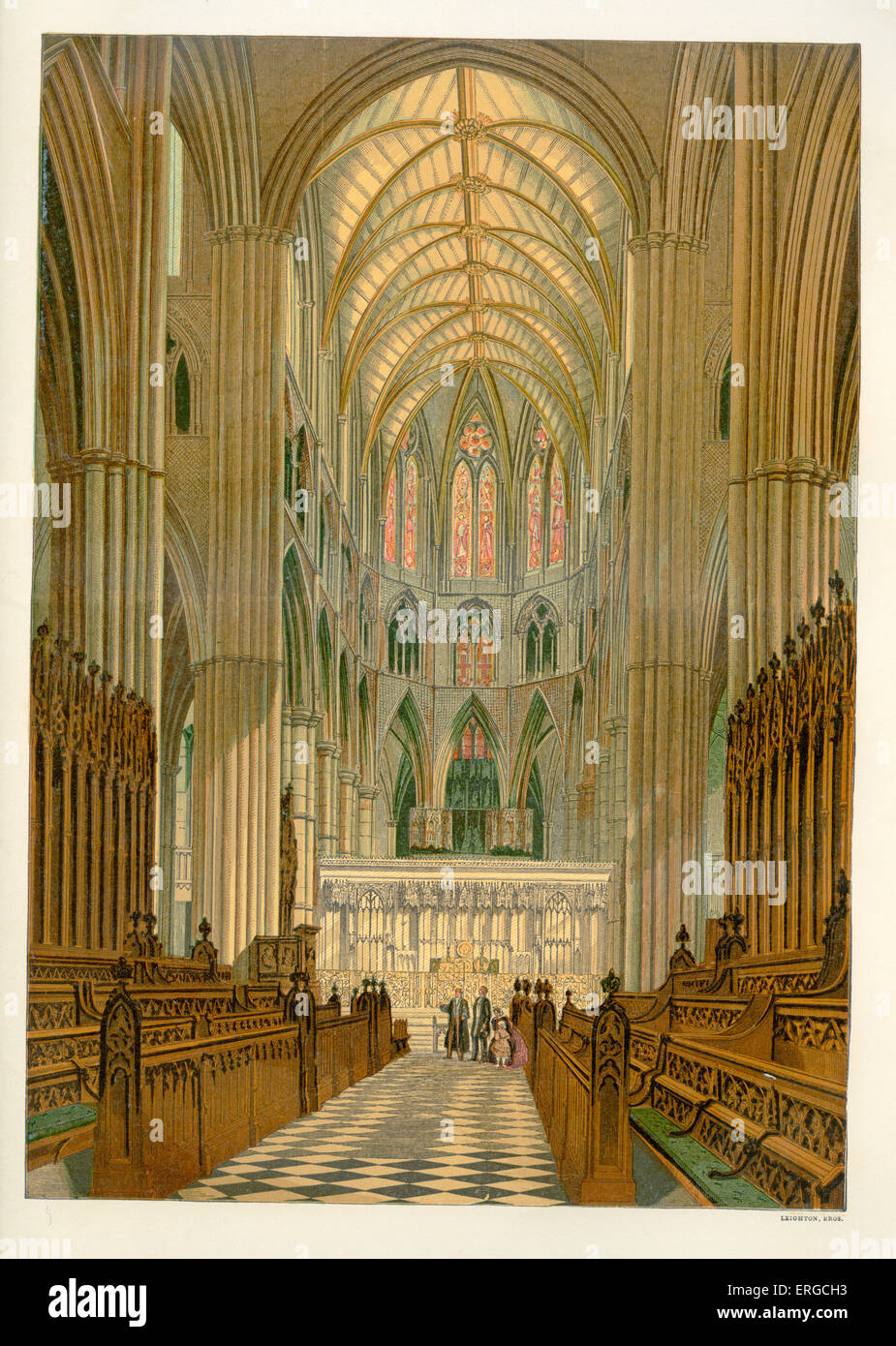 The Choir (Quire) - Westminster Abbey, London. 19th century design by ...