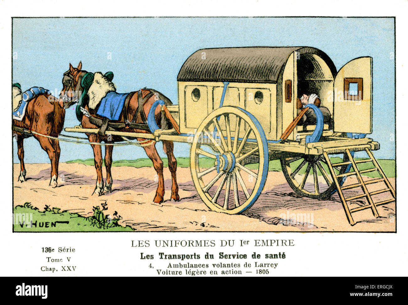Flying ambulance, France, 1805. Depicts the ambulances devised by Stock ...