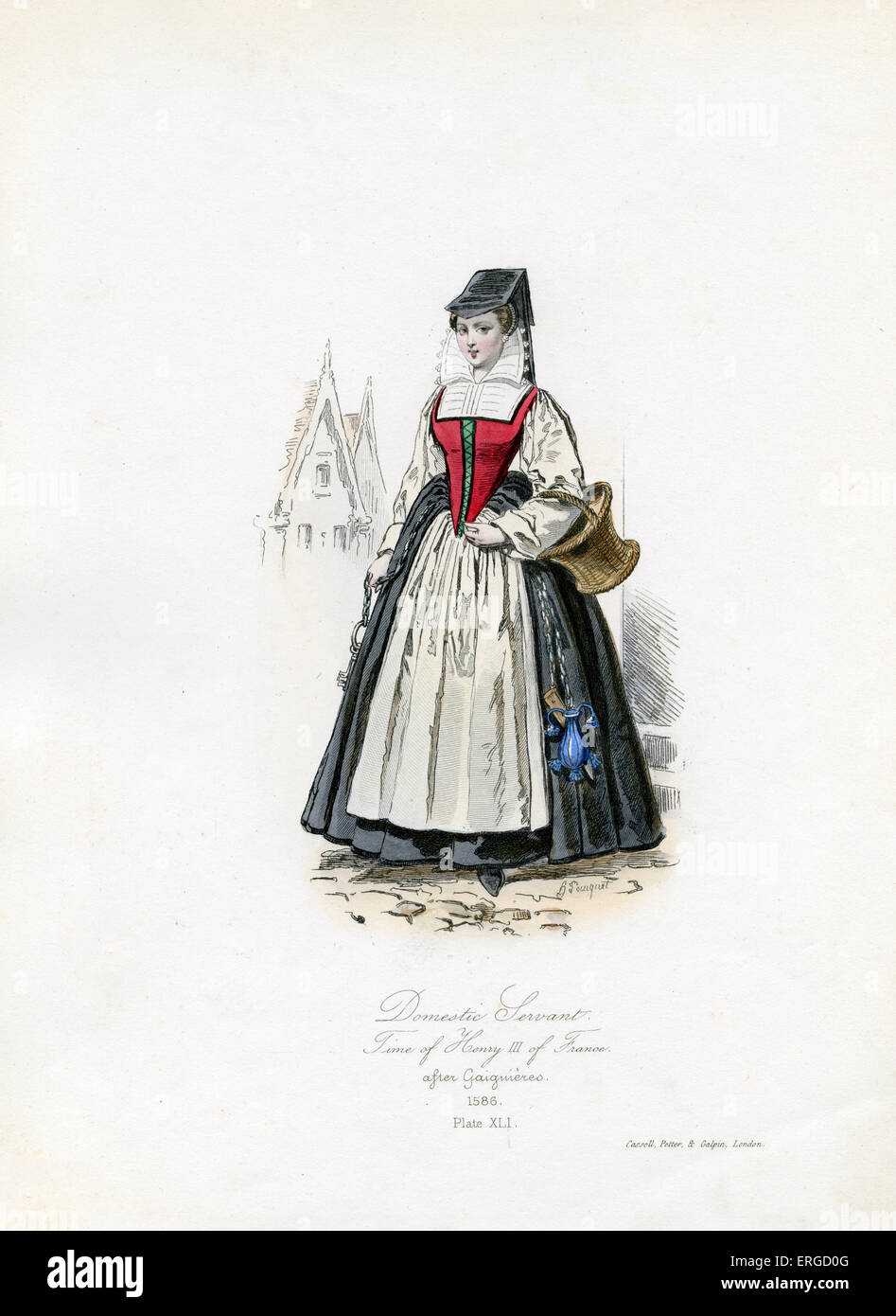 Domestic servant, 1586, time of Henry III of France - from engraving by ...