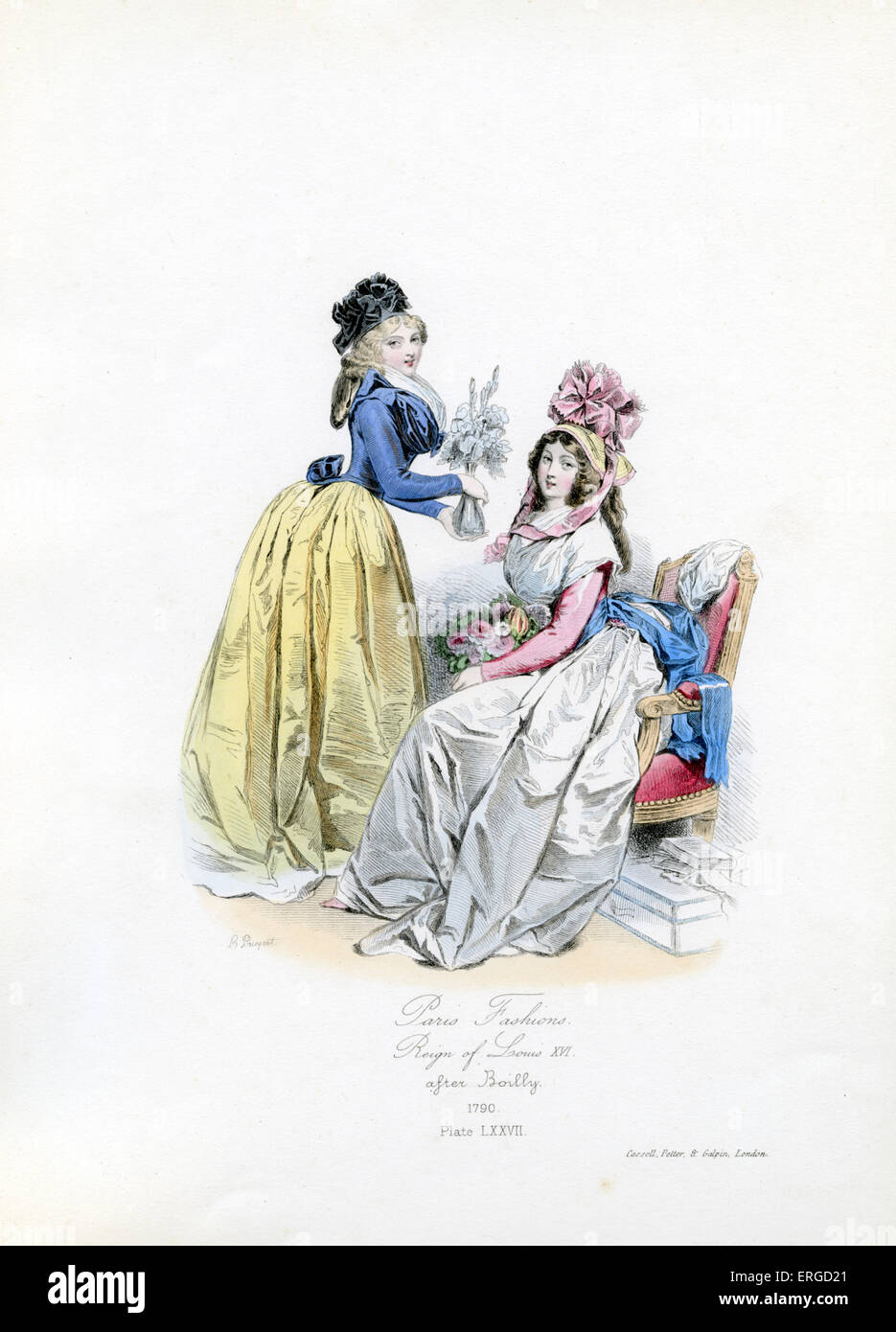 Paris Fashions during the reign of Louis XVI, 1790 - from engraving by ...