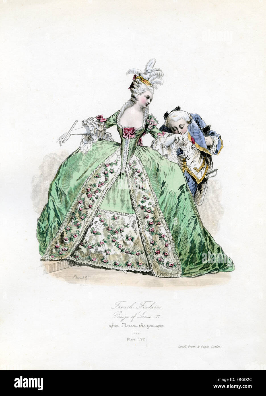 French Fashions from the reign of Louis XVI, 1777 - from engraving by ...