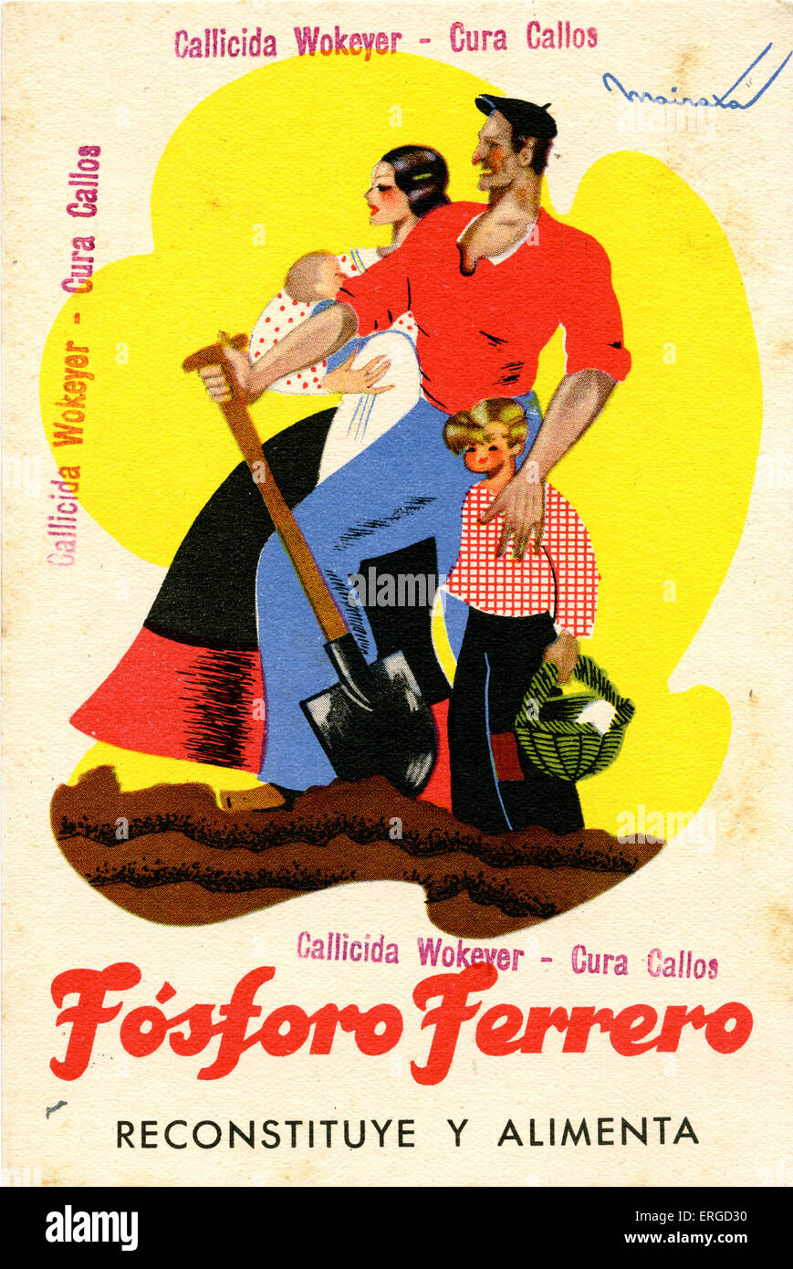 Advertisement for Ferrero phosphorus. Shows a farmer and his family in ...