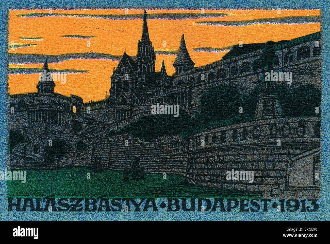 Halászbástya (Fisherman's Bastion) Budapest, 1914. Hungary. Terrace in ...