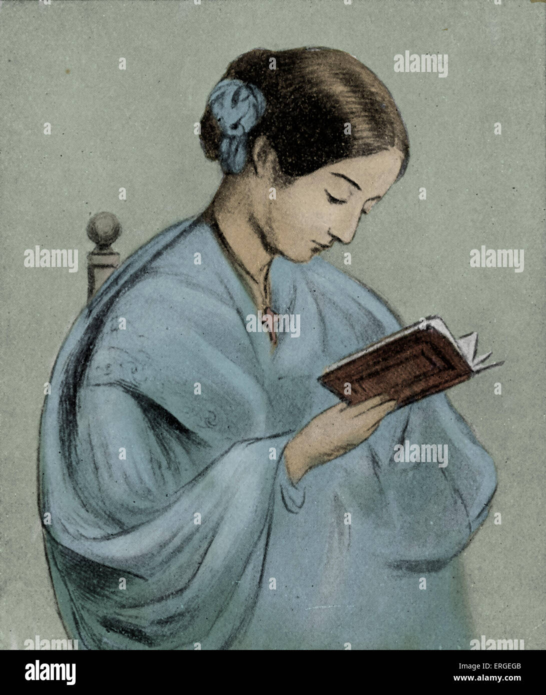 Florence Nightingale - portrait with a book. English nurse, writer and ...