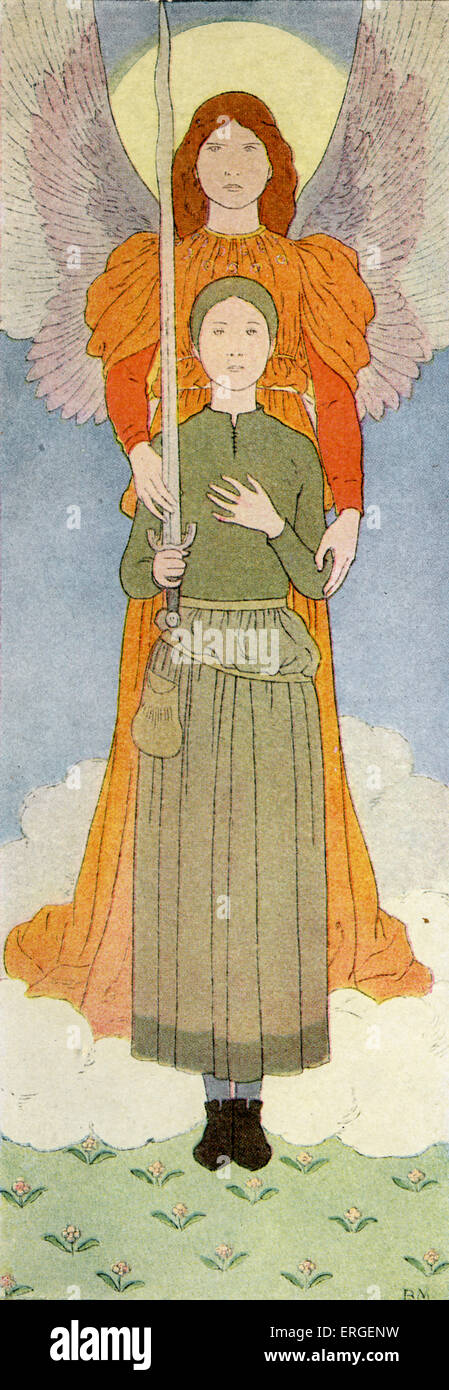 Joan of Arc with angel. As a teenager, Joan was reported to have heard ...