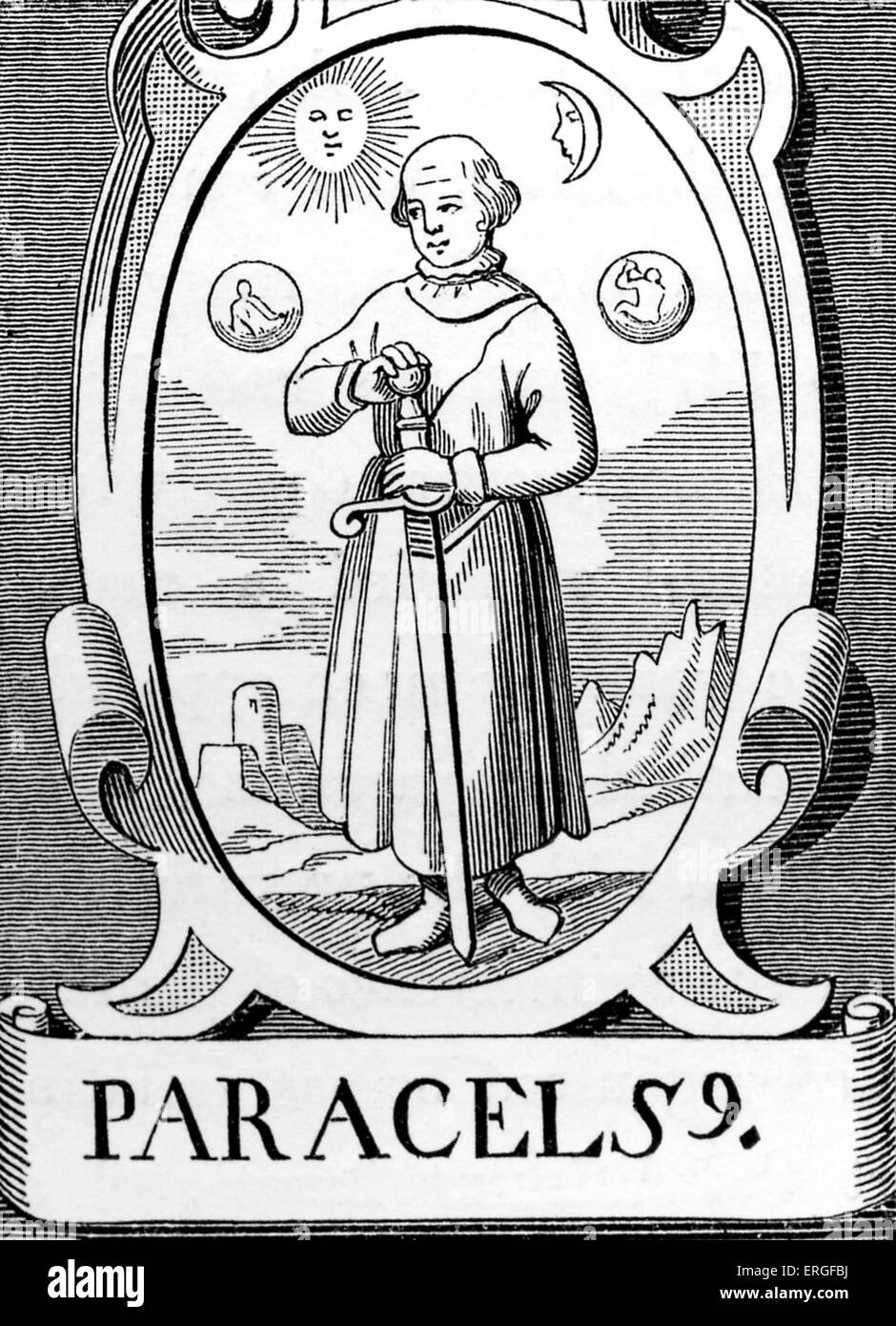 The Alchemist Paraclesus - after engraving by Vriese Stock Photo - Alamy