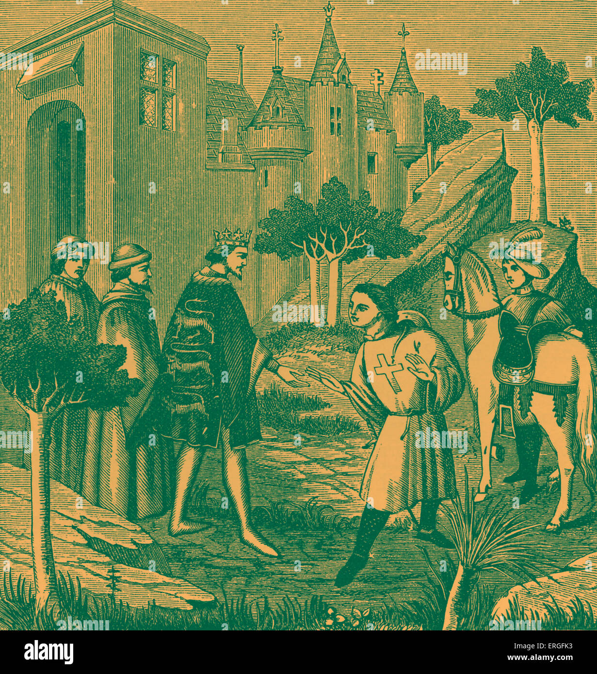 John de Mandeville taking leave of Edward III, before his departure for ...