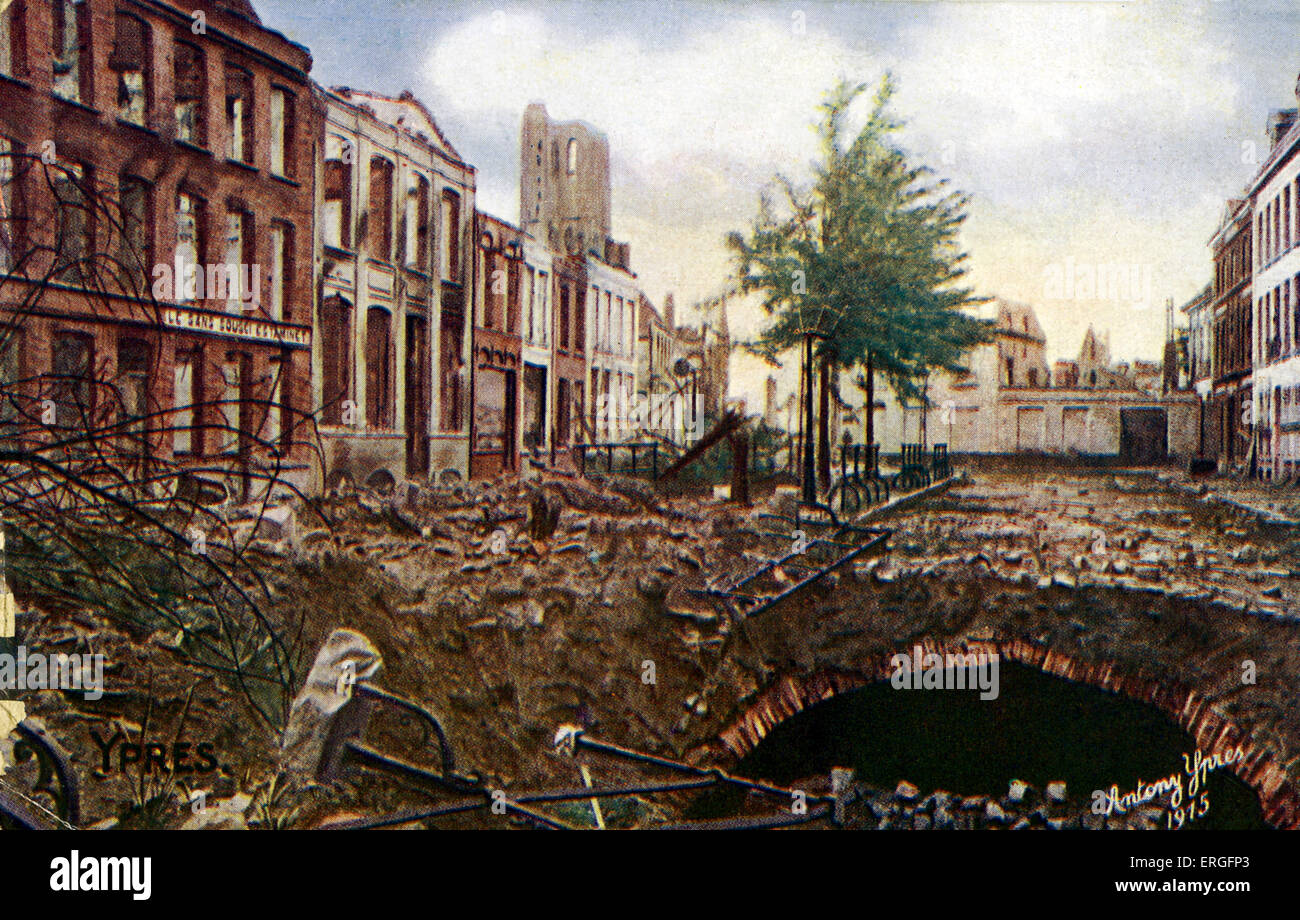 Ypres, France - destruction during World War I. Showing former cattle ...