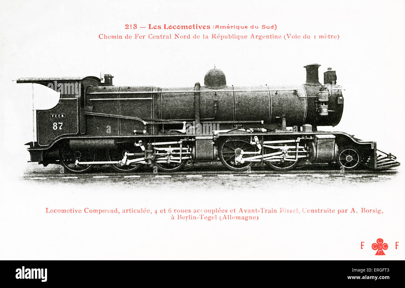 North Central Railway of Argentinian Republic train, c. 1900. Compound ...