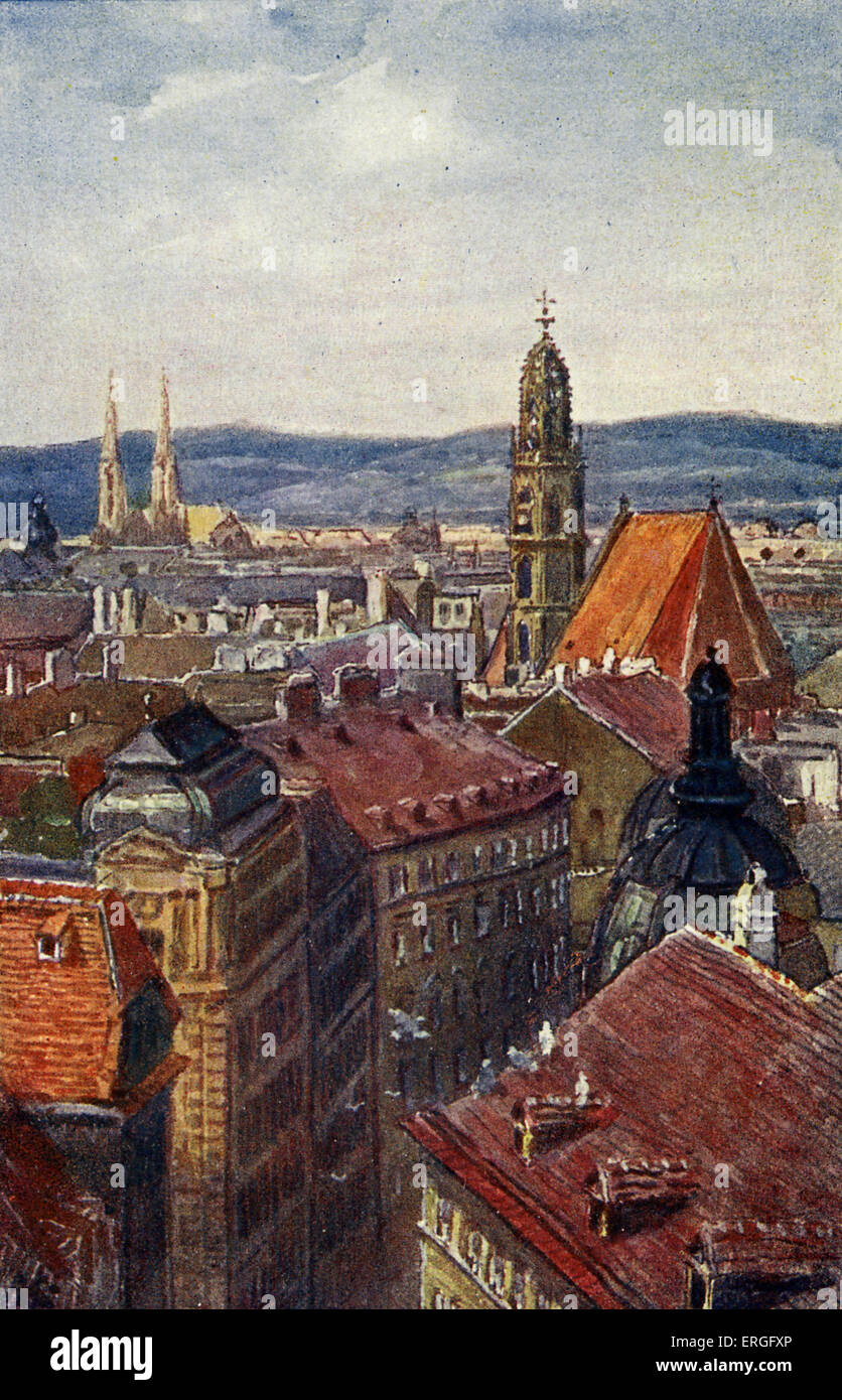 Vienna, Austria: Rooftop view of towers. Early 20th century postcard ...