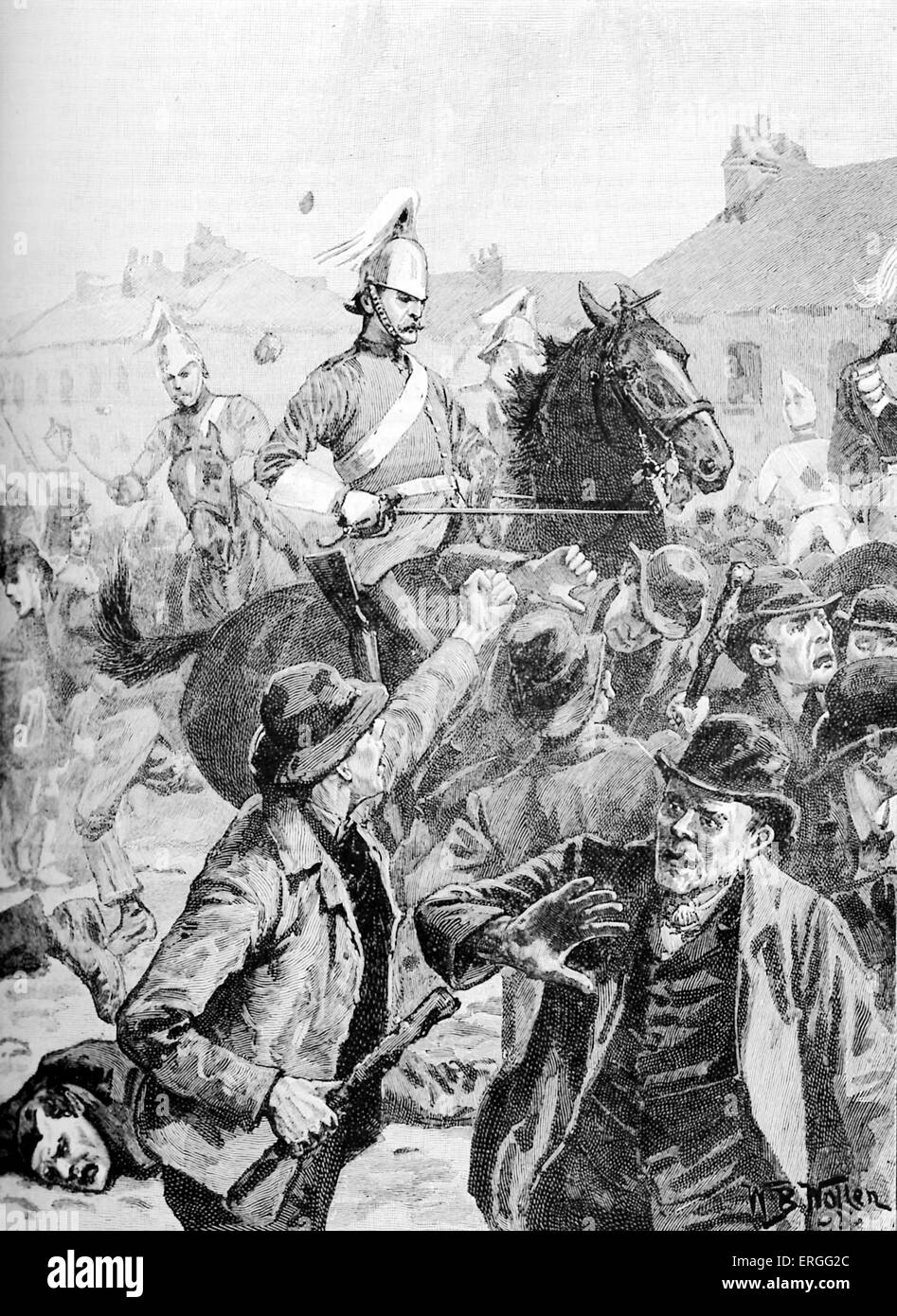 Riots in Belfast, 1872: Dragoons and Highlanders scattering rioters ...