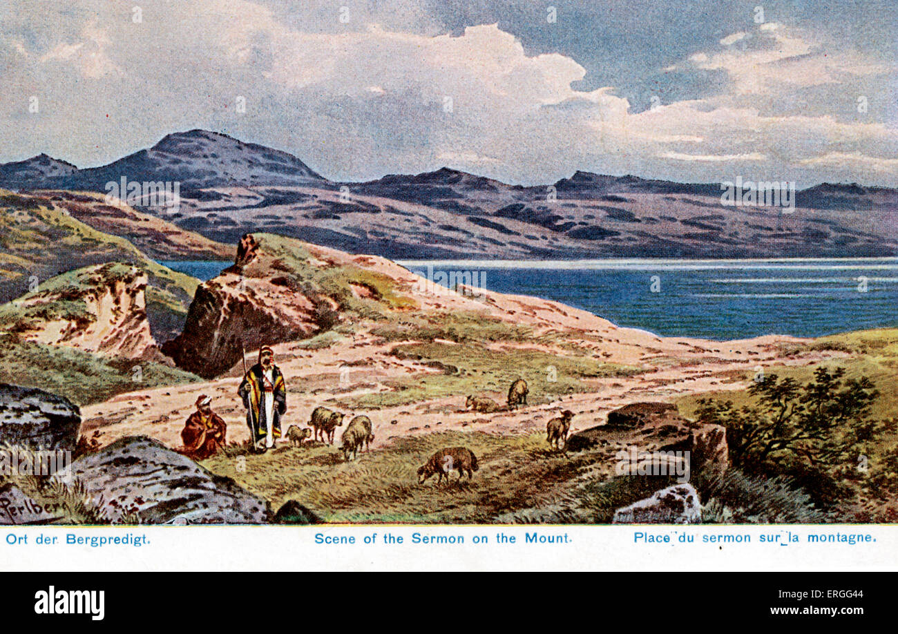 The Sermon on the Mount - biblical scene from New Testament ...