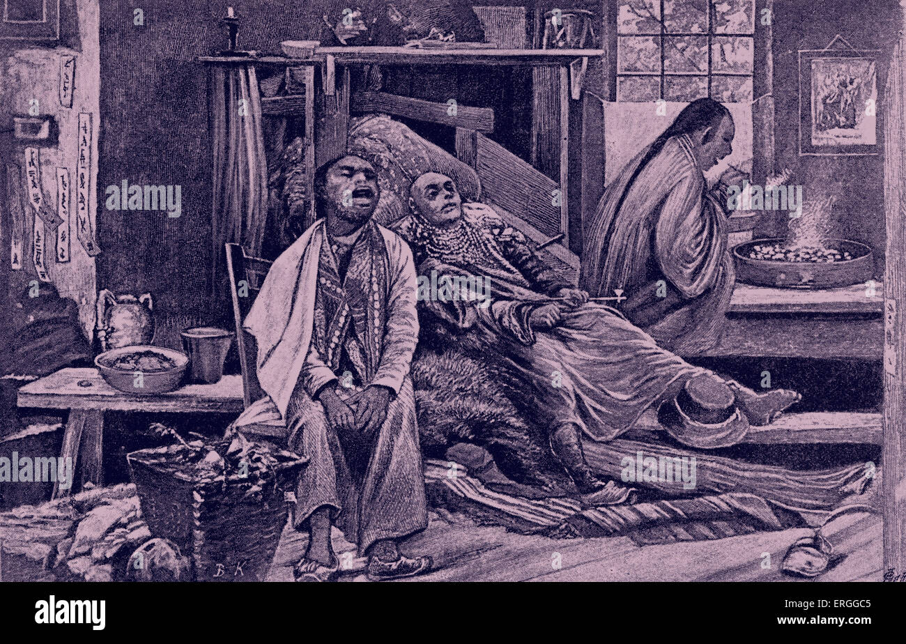 Chinese opium den in San Francisco, California c.1880s. Illustration by ...
