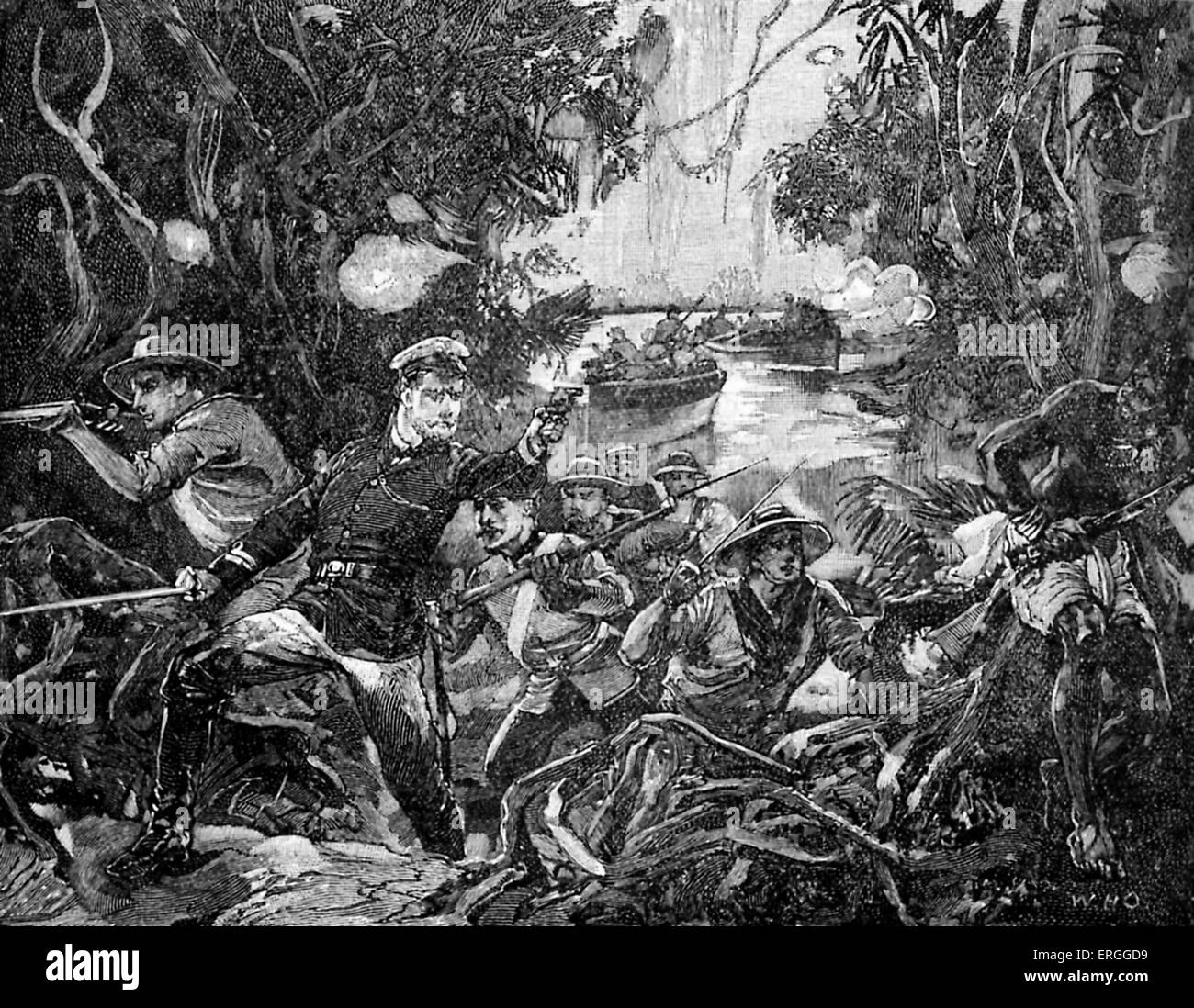 Bluejackets clearing out the Congo pirates, 1875 Stock Photo - Alamy