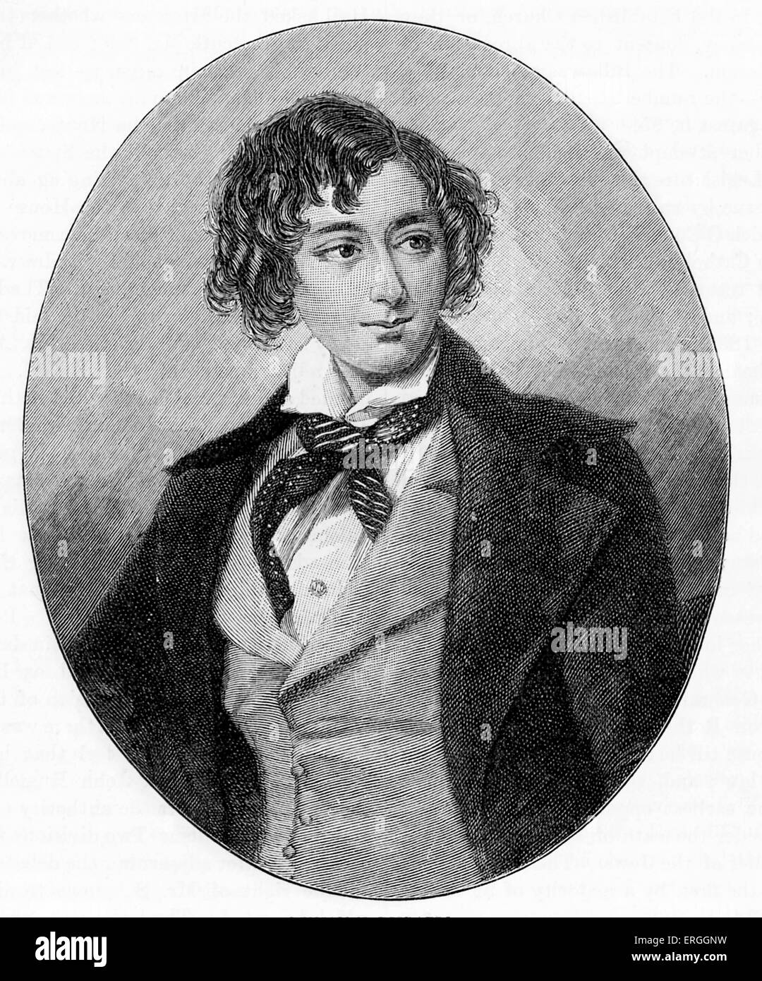 Benjamin Disraeli as a young man. After painting by A.E.Challon. Ffirst ...