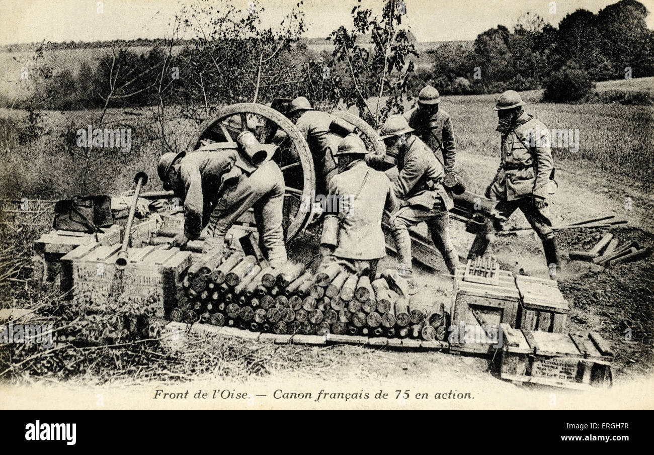 World War 1: French canon at the Front in the Oise region, France ...