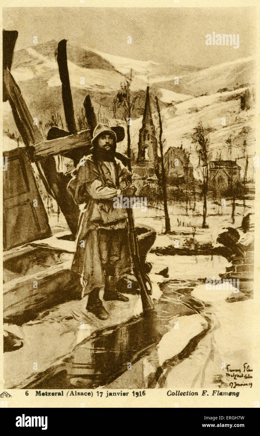 World War 1: Metzeral, Alasace, France, 17 January 1916. French soldier ...