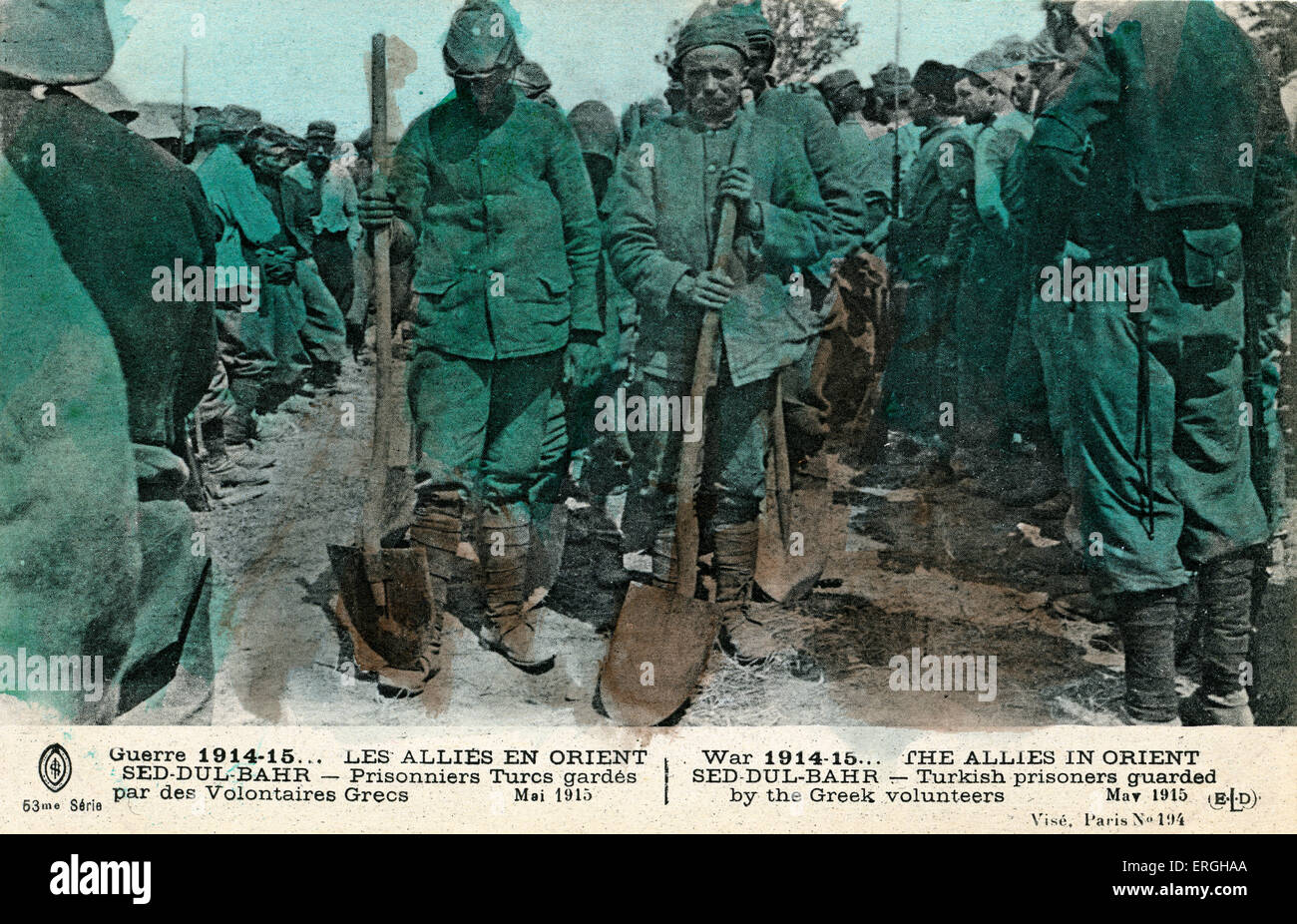 World War I: Turkish prisoners in Seddul Bahr being Guarded by Greek ...