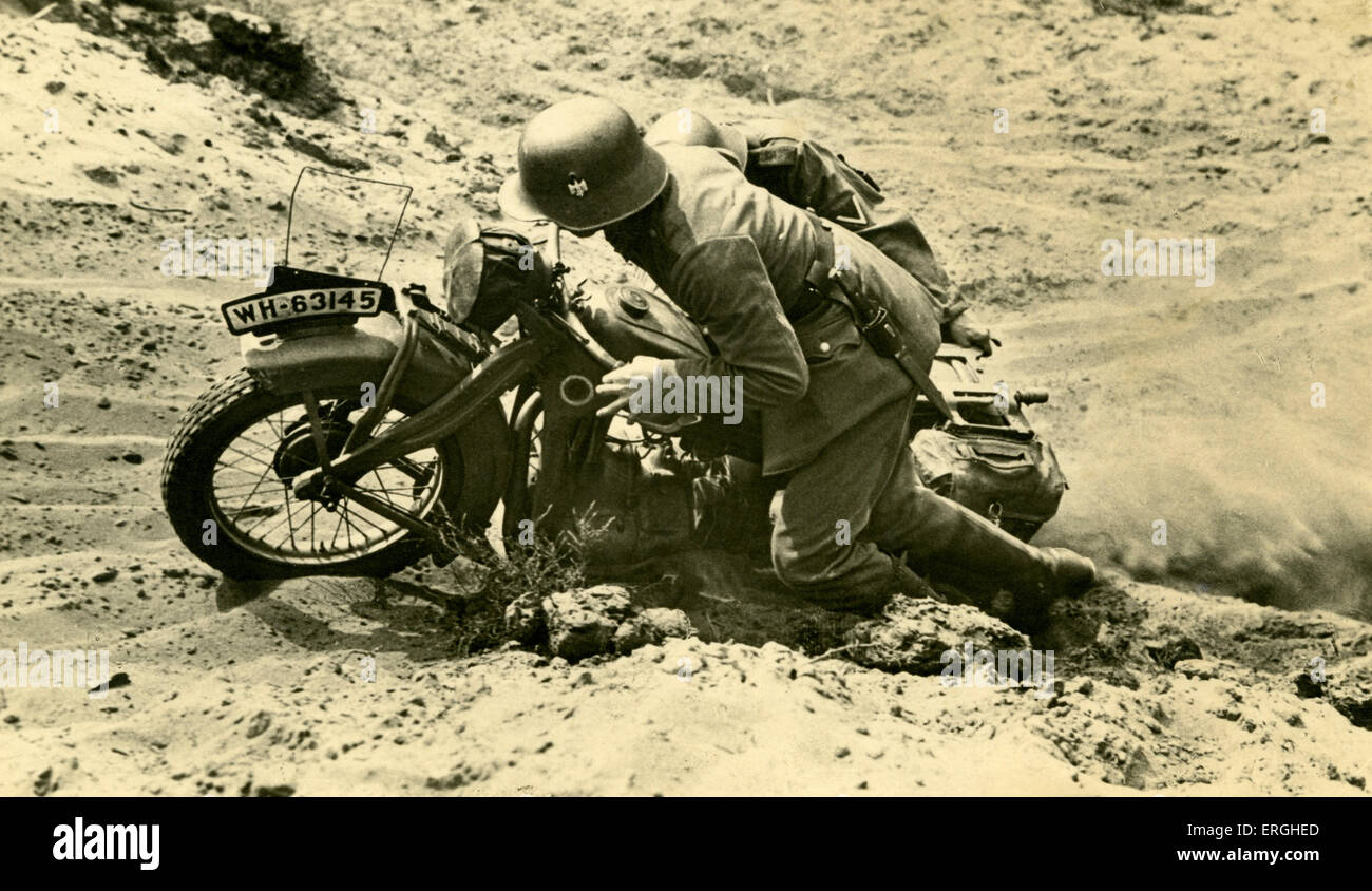 World War 2: German dispatch rider on difficult terrain ('Meldefahrer ...