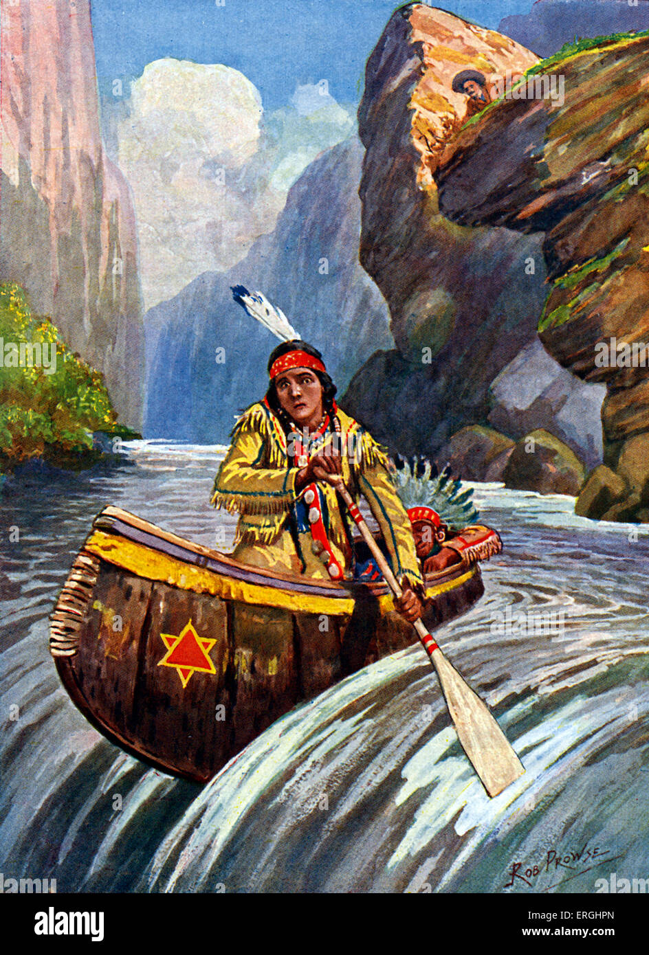 Buffalo Bill . Caption reads 'On the Edge of the Rapids'. Illustration ...
