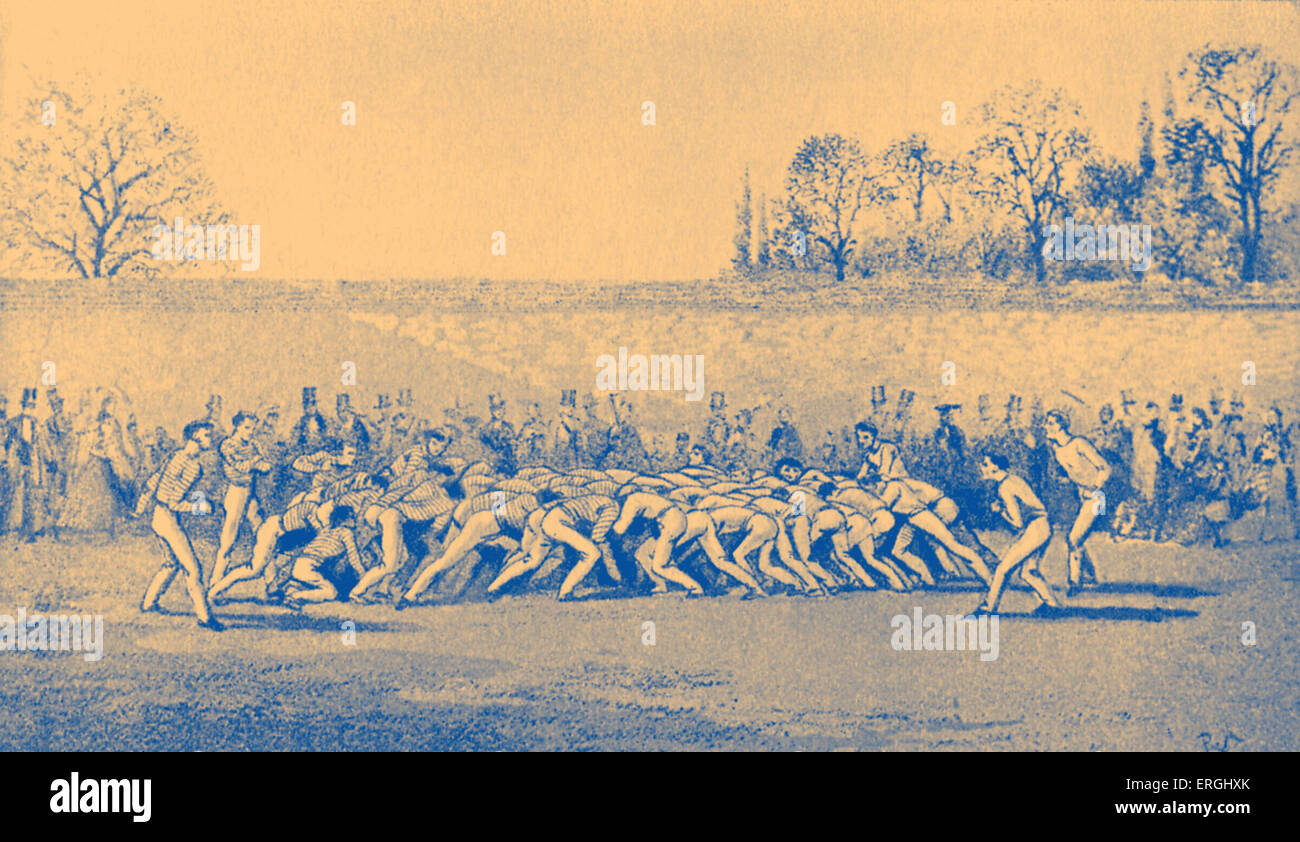 Winchester football: 'A hot'. Coloured print c. 1870. Artist unknown ...