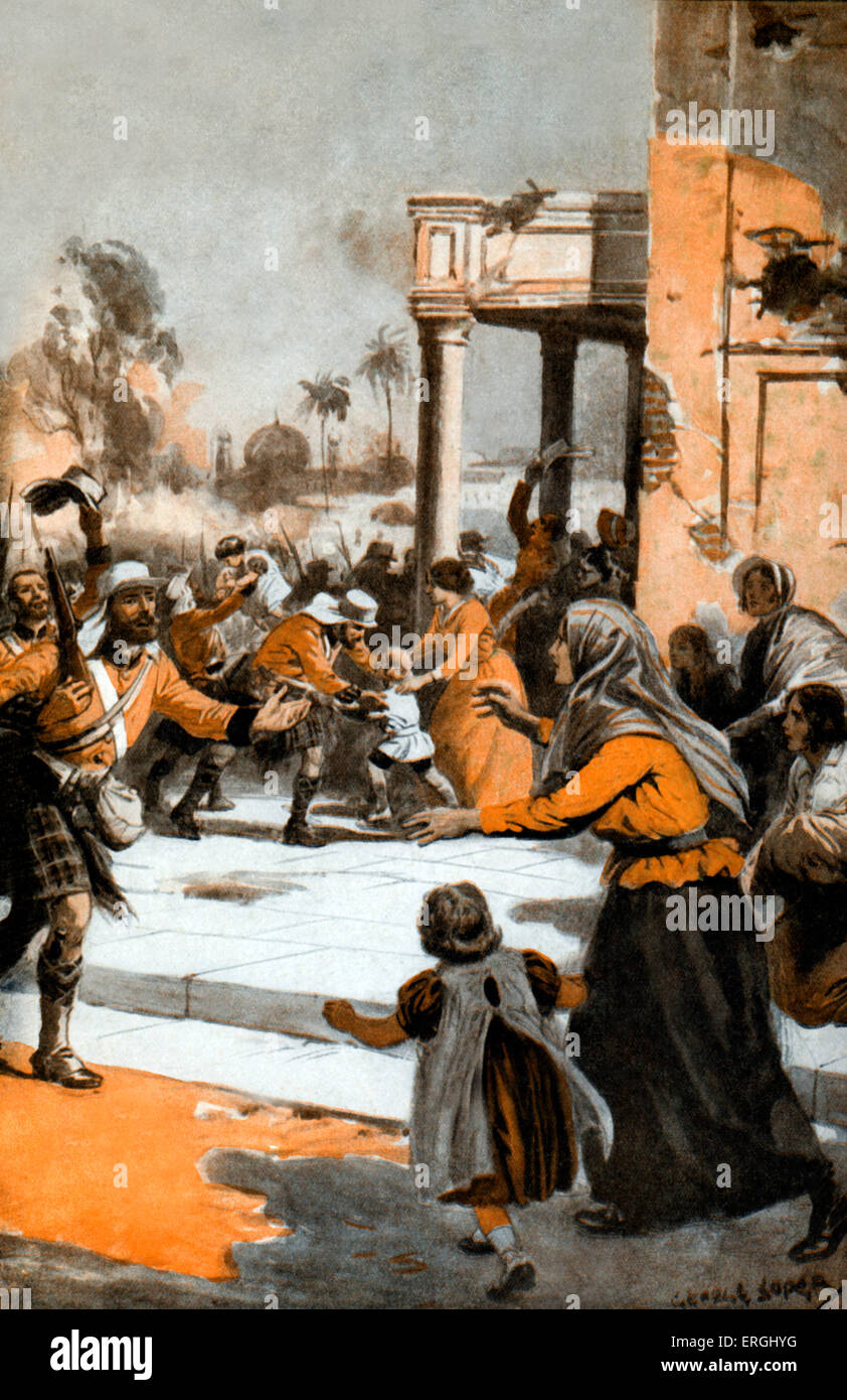 The Highlanders at the Relief of Lucknow, 1857. Illustration by George ...
