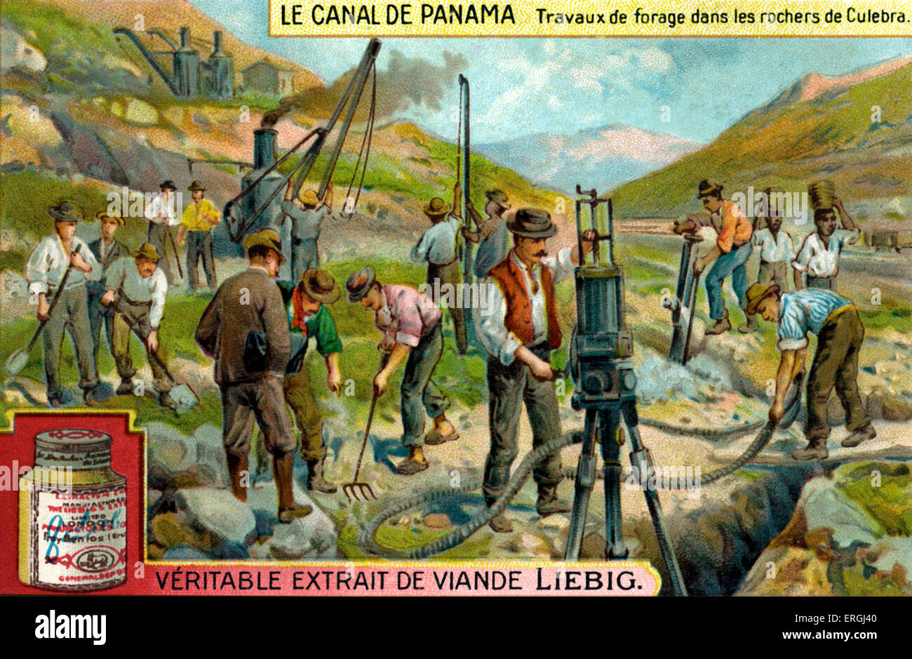 The Panama Canal: Drilling in the rock of the Gaillard Cut (Culebra Cut ...