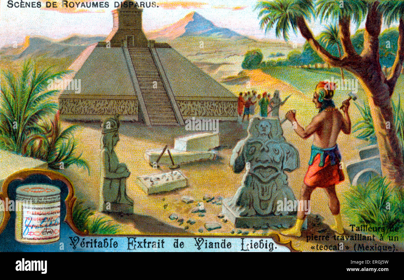 Vanished Civilizations: Stonemason carving for teocalli in Mesoamerica ...