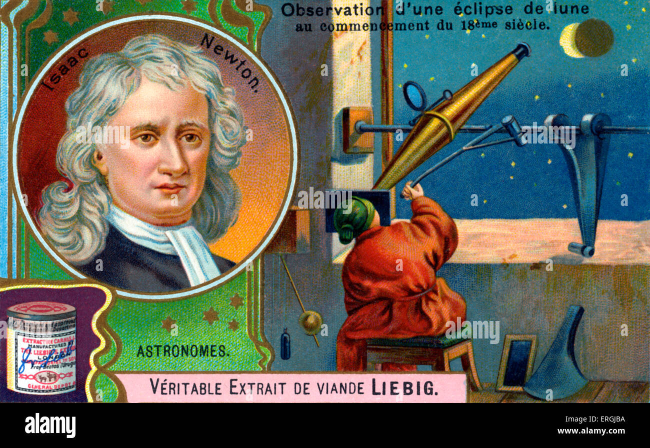 Isaac Newton - pictured with astronomer observing a lunar eclipse ...