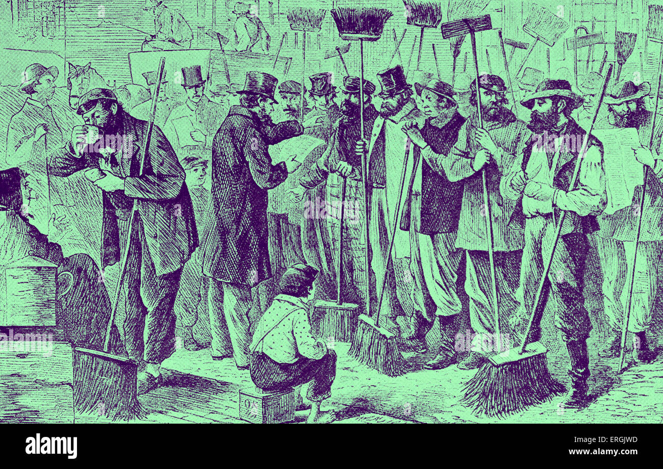New York nineteeth-century street cleaners. American illustration ...