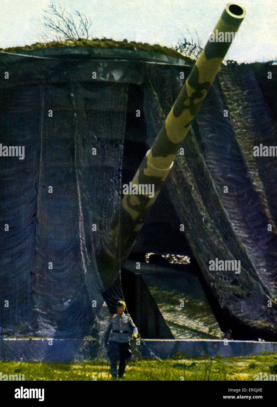 German heavy artillery at the Atlantic Wall during World War 2. System ...