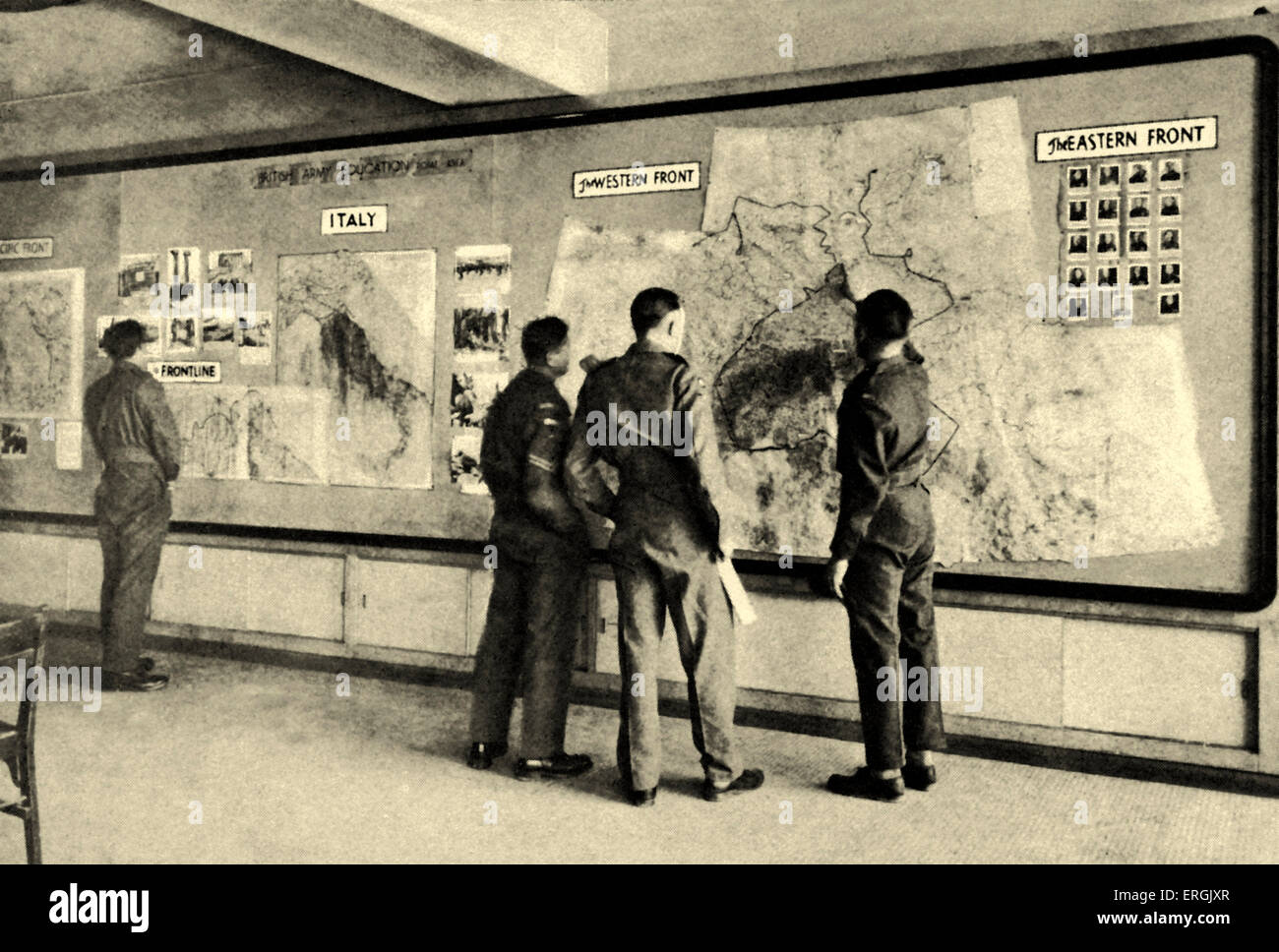Education section and war maps at Alexander Club, Rome during World War ...