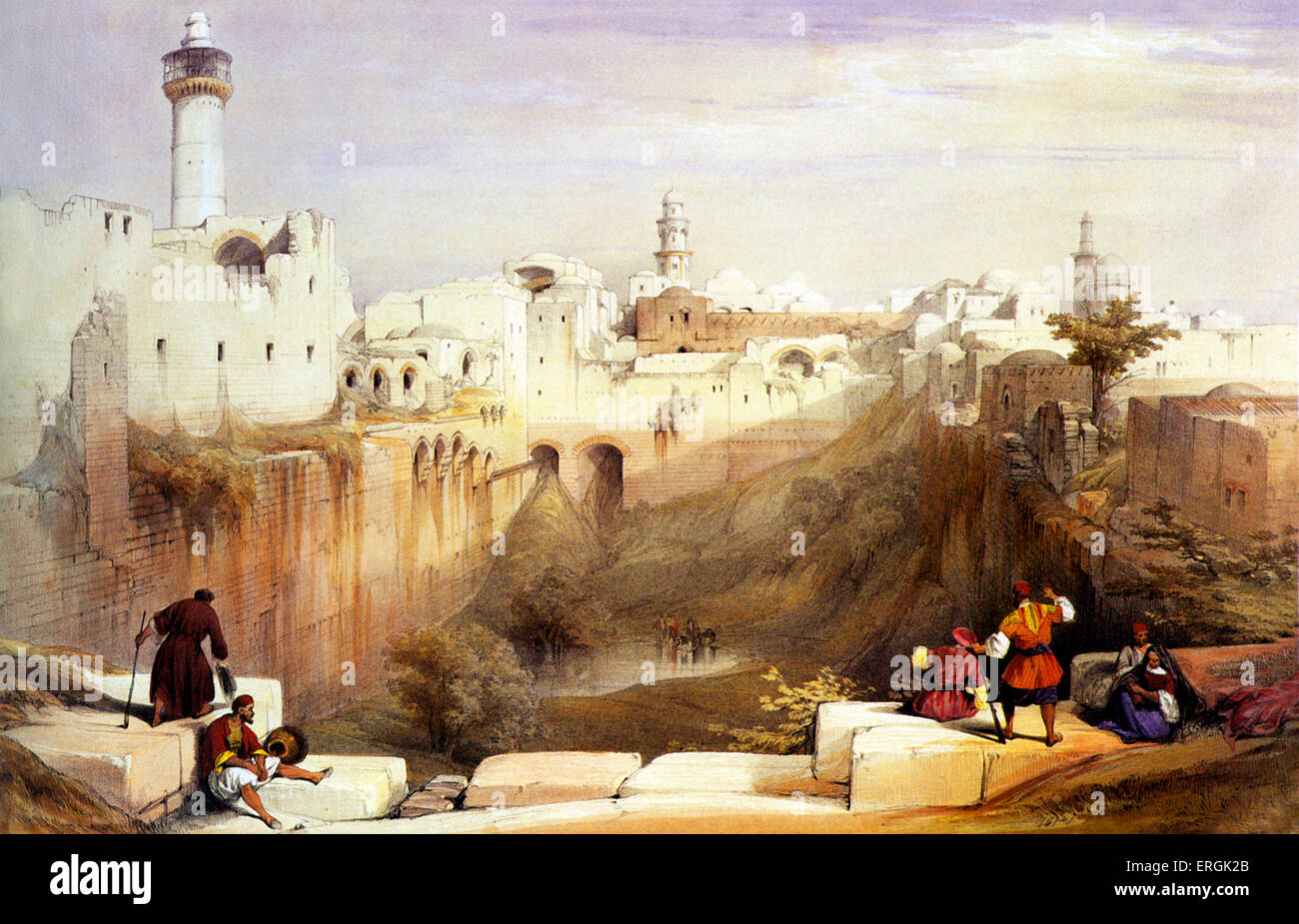 Jerusalem. The Pool of Bethesda from 'The Holy Land ' by David Roberts ...