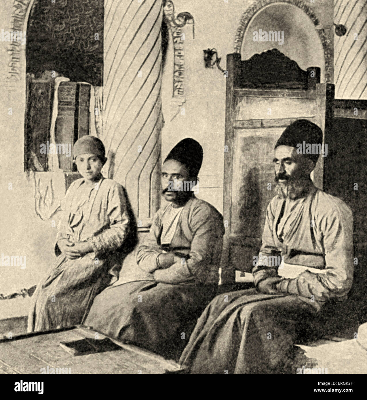 Teheran, Persia - the Great Synagogue. Jews praying in the synagogue at ...