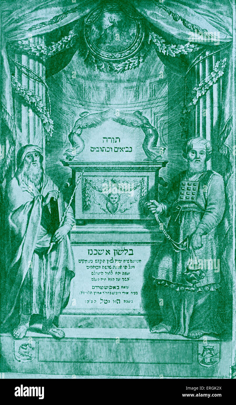 Amsterdam Bible 1679 titlepage (b'lashon ashkenaz) (Torah, Navi'im ...